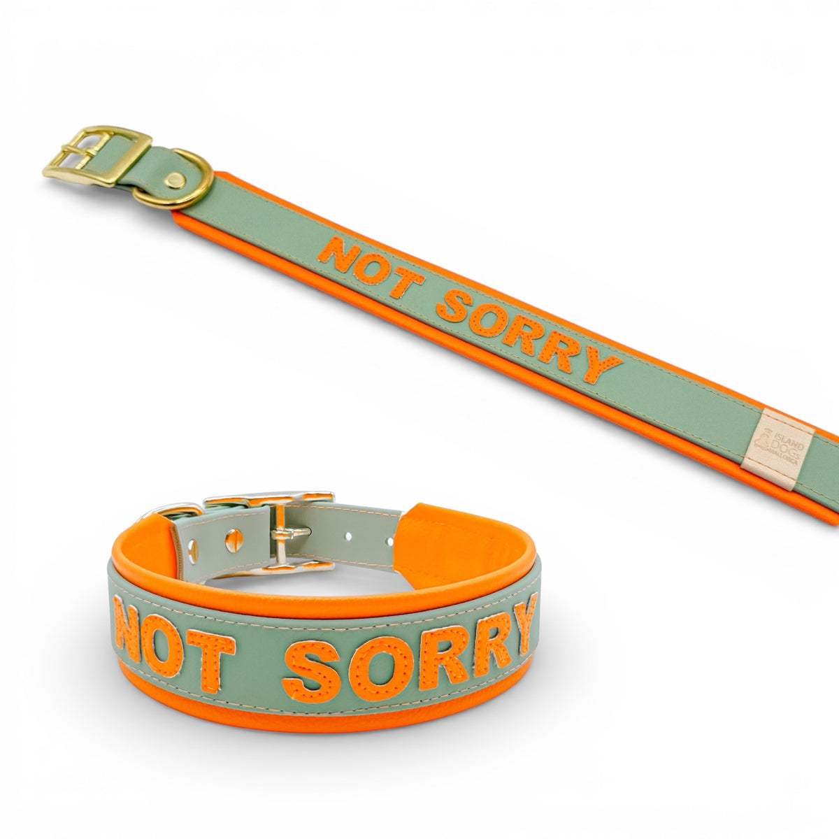 Deluxe Line Halsband Letters - Orange / Salbei – Island Dogs Mallorca